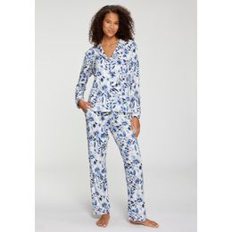Lascana Damen Lascana Pyjama Set, 2 mit Blumen-Alloverprint 36/38