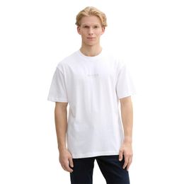 Tom Tailor Denim Herren Tom Tailor Denim Rundhalsshirt mit Marken-Frontprint wei&szlig; S