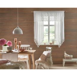 HOSSNER - ART OF HOME DECO Querbehang &raquo;Staffelsee&laquo; Stangendurchzug 1 Stk. tlg. wei&szlig; Baumwolle 25cm, Stangendurchzug, 125cm
