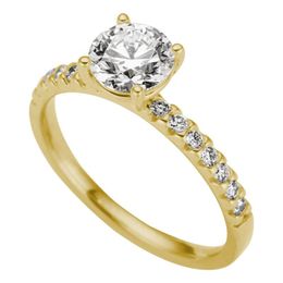 Firetti Damen Goldring &raquo;Schmuck Geschenk Gold 333 Vorsteckring Verlobung Solit&auml;r Lab Grown&laquo; mit Brillanten gold 17, 1,54 VS = sehr kleine Einschl&uuml;sse,