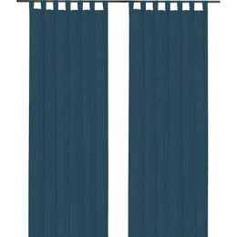 Weckbrodt-Gardinen Vorhang &raquo;Vito&laquo; Schlaufen 1 Stk. tlg. Microvelour, blickdicht, Unifarben, Gardine, Store blau Satin, Polyester 175cm, Schlaufen, 140cm