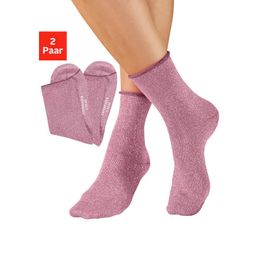 Copenhagen Studios Herren Socken Packung, 2 Paar tlg. mit glitzernden Metallf&auml;den rosa 35-38