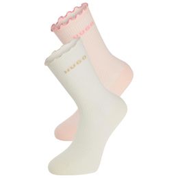 Hugo Underwear Damen HUGO Underwear Basicsocken &raquo;2P RS LETTUCE CC W&laquo; 2 Paar tlg. Bund leicht gekr&auml;uselt rosa 39-42