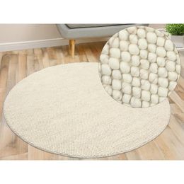 LeGer Home by Lena Gercke Wollteppich &raquo;Ainhoa, handgewebt, Wolle&laquo; rund 12 mm H&ouml;he einfarbig, Wolle, Teppich, Wohnzimmer, Schlafzimmer, Esszimmer beige