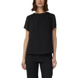s.Oliver BLACK LABEL Damen s.Oliver BLACK LABEL Kurzarmbluse mir Raffung am Ausschnitt schwarz 40