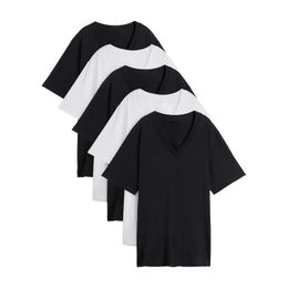 bonprix Damen bonprix Longshirt &raquo;Weites Long-Shirt mit V-Ausschnitt, Kurzarm (5er Pack)&laquo; Packung, 5 Stk. lockere Passform, Kurzarm, mit V-Ausschnitt, 