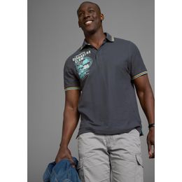 MAN'S WORLD Man's World Herren Poloshirt Kurzarm, l&auml;ssige Passform, mit trendigem Print, Polokragen blau L (52/54)