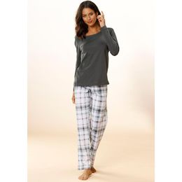 Arizona Damen Pyjama Set, 2 tlg. mit Karomuster grau 56/58