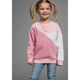 Kangaroos Damen Kangaroos Sweatshirt &raquo;Colorblocking f&uuml;r kleine M&auml;dchen&laquo;, Colorblocking-Design, Langarm, lockere Passform, mit Logodruck rosa 92/98