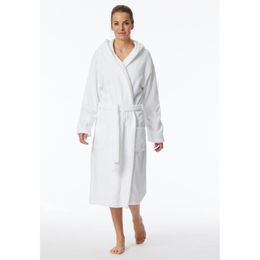 Schiesser Damen Damenbademantel &raquo;Essentials&laquo; mit kuscheliger Kapuze wei&szlig; XL