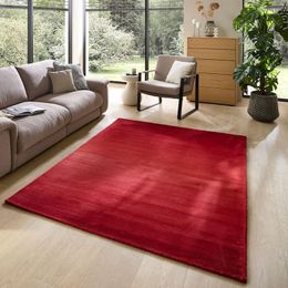 Theko Wollteppich &raquo;Wool Comfort&laquo; rechteckig 15 mm H&ouml;he Handweb Teppich, reine Wolle, handgewebt, brilliante Farben, Scandi rot Schurwolle B : 60cm 1 