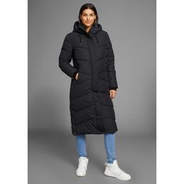 Polarino Damen Steppmantel aus wasserdichtem & windabweisenden Obermaterial, oversize Form schwarz 42