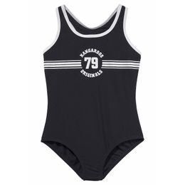 Kangaroos M&auml;dchen Kangaroos Badeanzug &raquo;Sporty&laquo; mit sportlichem Frontdruck schwarz 146/152, N-Gr