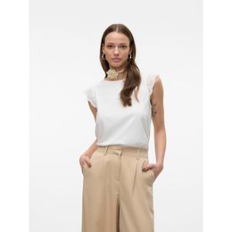V&eacute;ro Moda Vero Moda Damen T-Shirt &raquo;VMEMILY SL GATHERING TOP JRS NOOS&laquo; Baumwolle, regular fit, Spitze wei&szlig; M