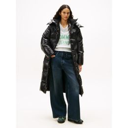 Tommy Jeans Damen Steppmantel &raquo;TJW ALASKA GRID SHNY OVS DWN PFR&laquo; mit gl&auml;nzender Oberfl&auml;che schwarz S (36)