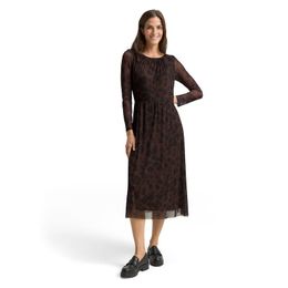 Tom Tailor Damen Tom Tailor Meshkleid &raquo;Regular midi&laquo; mit Muster braun 42, N-Gr