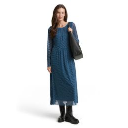 Tom Tailor Damen Tom Tailor Meshkleid &raquo;Regular midi&laquo; mit Muster blau 44, N-Gr