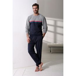 Le Jogger Herren Le Jogger Pyjama 1 St&uuml;ck, 2 tlg. Schlafanzug in langer Form mit kontrastfarbenen Streifen bunt 44/46 (S)