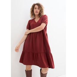 bonprix Damen bonprix Sweatkleid f&uuml;r entspannten Look, Oversized-Kleid, aus Musselin, aus Baumwolle braun 38, N-Gr