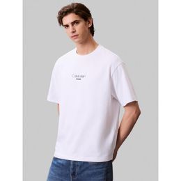 Calvin Klein Jeans Herren T-Shirt Relaxed Fit, Rundhalsausschnitt, Logoprint wei&szlig; XL