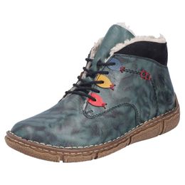 Rieker Damen Winterboots Schn&uuml;rboots, Stiefelette mit gepolstertem Schaftrand gr&uuml;n 38