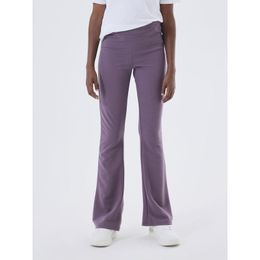 name it M&auml;dchen Jerseyhose &raquo;NKFFRIKKALI f&uuml;r M&auml;dchen mit ausgestelltem Bein und Viskose&laquo; unifarben, casual, ausgestellt, Viskosemix, ohne Kragen lila 