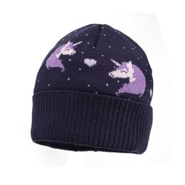 MaxiMo Jungen MaxiMo Strickm&uuml;tze Baumwolle, gef&uuml;ttert, breiter Umschlag, Motiv blau 49
