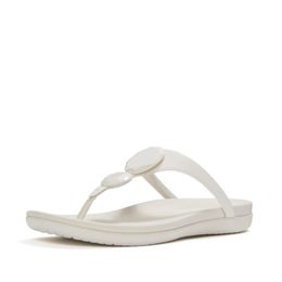fitflop Damen Zehentrenner &raquo;SOLAY GLOSSY-DISC TOE-POST SANDALS&laquo; Dianette, Sommerschuh mit Metallic Detail wei&szlig; 40