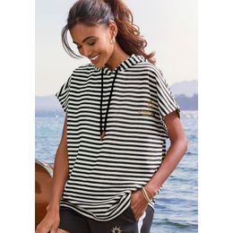 H.I.S. H.I.S Damen Kapuzenshirt mit Kordelzug und weitem Armausschnitt, Loungewear schwarz 40/42