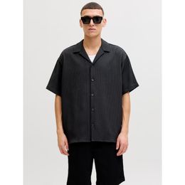 Jack & Jones Jack & Jones Herren Kurzarmhemd &raquo;JJEHARRISON RESORT SHIRT SS SN&laquo; Materialmix mit Stretch, loose fit schwarz S, N-Gr