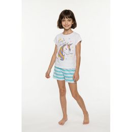 bonprix Kinder bonprix Shorty Set, vierteiliger Shorty-Pyjama, zwei T-Shirts mit Druck, aus Baumwolle 92/98