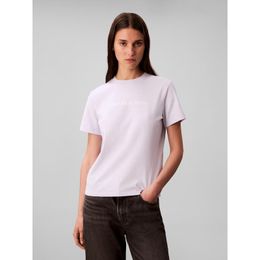 Calvin Klein Jeans Damen T-Shirt &raquo;A- INST. LOGO CLASSIC TEE SS&laquo; mit Logoschriftzug lila M (40)