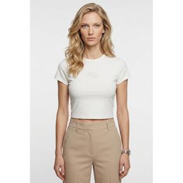 Hugo Damen Hugo T-Shirt &raquo;Dome&laquo; Cropped Fit, mit Logoschriftzug wei&szlig; XXL