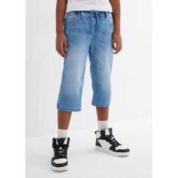 bonprix Herren bonprix Bermudas &raquo;Schlupf-Jeans-Longbermuda, Slim Fit&laquo; aus Baumwolle, Polyester und Elasthan, Slim Fit Passform blau 152, N-Gr
