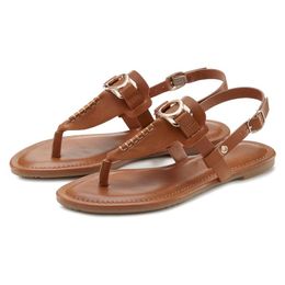 Vivance Damen Zehentrenner &raquo;Sommerschuh,&laquo; Sandale, Pantolette mit Schmuckelement VEGAN braun 42