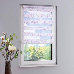 Garesa Doppelrollo &raquo;Swing&laquo; Lichtschutz ohne Bohren freih&auml;ngend dekorativ, bedruckt wei&szlig; Polyester 150cm, einseitig verschiebbar, 65cm