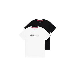 Alpha Industries Herren Rundhalsshirt &raquo;Label T 2 Pack&laquo; Packung, 2er-Pack, 2 Stk. schwarz-wei&szlig; L