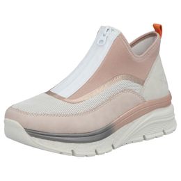 Rieker Damen Schlupfboots , Keilabsatz, Freizeitschuh, High Top-Sneaker, Rei&szlig;verschluss beige 36