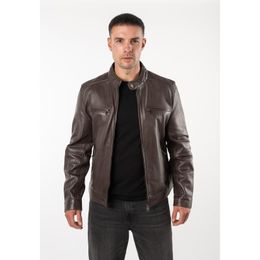 Mauritius Herren Lederjacke &raquo;MMBlaco&laquo; im Biker-Stil mit Stehkragen und Drucker braun XL (54) Trachtenmode