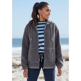ELBSAND Damen Fleecejacke mit Kapuze mit Kapuze grau 38