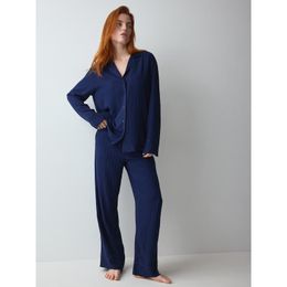 Triumph Damen Schlafanzug &raquo;Amourette Jacquard PW&laquo; 2 elegant und weich blau 42