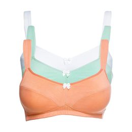 bonprix Damen bonprix B&uuml;gel-BH &raquo;BH ohne B&uuml;gel mit Baumwolle (3er Pack)&laquo; Packung, 3 ohne B&uuml;gel, im 3er-Pack, mit verspielten Details orange 85, Cup C