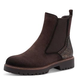 Tamaris Damen Chelseaboots , Blockabsatz, Stiefelette mit Kontrast-Rahmennaht braun 36