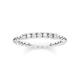 Thomas Sabo Damen Thomas Sabo Fingerring &raquo;Kugeln mit Steinen&laquo; mit Glas-Keramik Stein, Korund, Zirkonia (synth.) silber 54, Silber 925 (recycelt), 2mm