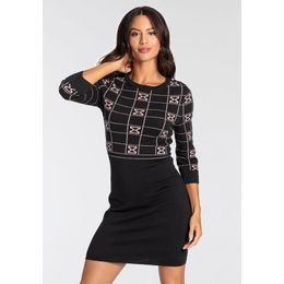 Melrose Damen Strickkleid in femininer Mini-L&auml;nge mit Jacquard Muster rosa 40, N-Gr