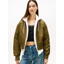 Tommy Jeans Damen Bomberjacke &raquo;TJW ESSENTIAL BOMBER JACKET&laquo; ohne Kapuze Mit Rei&szlig;verschlusstaschen an den &Auml;rmeln gr&uuml;n L (40)
