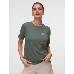 V&eacute;ro Moda Vero Moda Damen Kurzarmshirt &raquo;VMSIGRID PAULINA SS TOP BOX JRS&laquo; Baumwolle, regular fit gr&uuml;n M