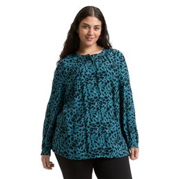 Tom Tailor Plus Damen Tom Tailor PLUS Klassische Bluse mit Leo-Print blau 46