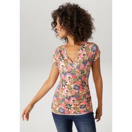 Aniston Casual Damen Aniston CASUAL T-Shirt mit farbenfrohen Bl&uuml;ten bedruckt 36