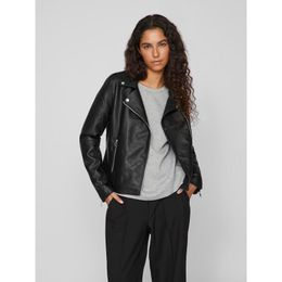 Vila Damen Lederimitatjacke &raquo;VICARA COATED JACKET - NOOS&laquo; mit Biker Details schwarz XS